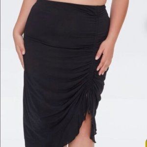 Forever 21 | Skirts | Forever 2 Nwts Ruched Black Drawstring Midi Skirt ...